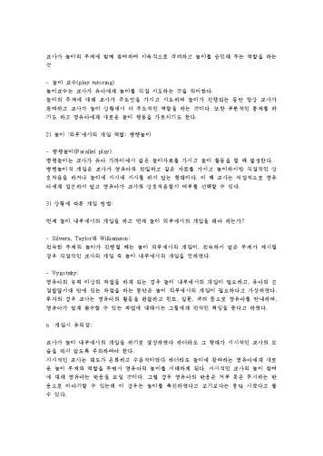 유아의 놀이에 대한 교사의개입