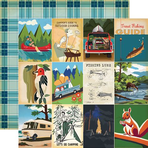 Gone Camping 3x4 Journaling Cards 12x12 Patterned Paper Echo Park