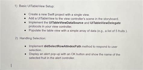 Solved 1 Basic UITableView Setup Create A New Swift Chegg