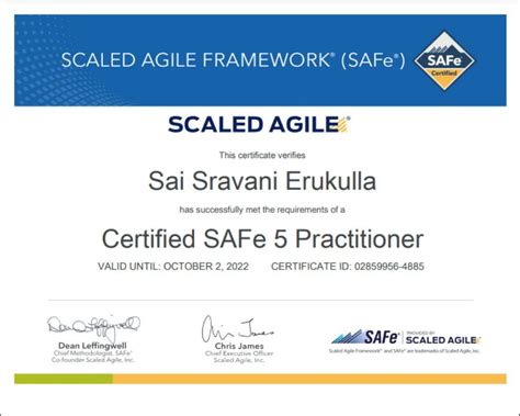 Sai Sravani Erukulla On Linkedin Safe5 Safeagile