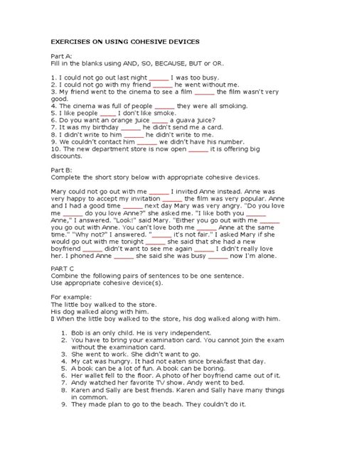Exercises On Using Cohesive Devices Pdf