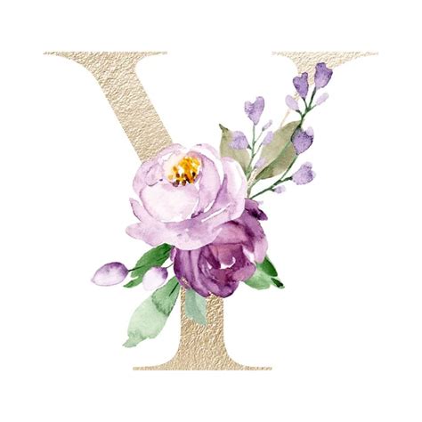 Acuarela Arte Pintura Letra Con Flores Hojas Alfabeto Floral