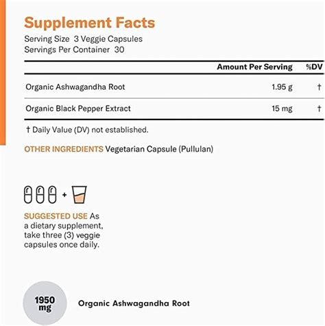 Ashwagandha Polvo Orgánico De Raíz De Ashwagandha De 1950 Mg Con