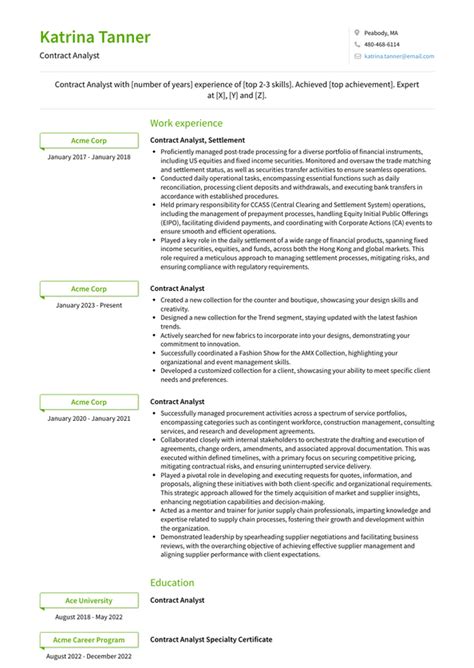 Contract Analyst Resume Examples And Templates
