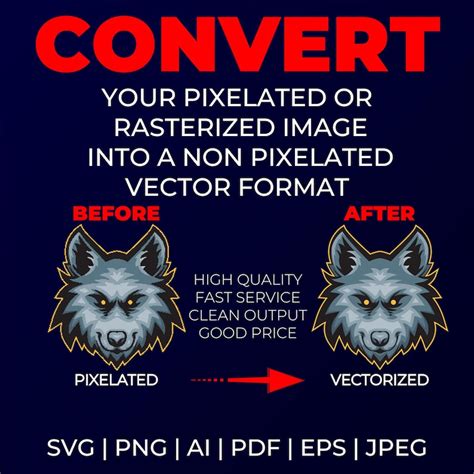 Convert Rasterized And Pixelated Image Into A Clear Vactorized Image Etsy