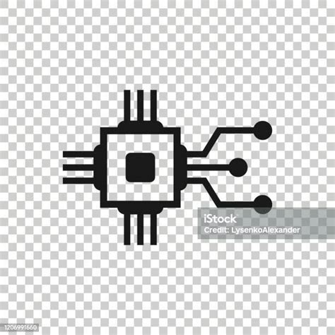 フラットスタイルのコンピュータチップアイコン白い孤立した背景の回路基板ベクトルのイラストcpu プロセッサのビジネスコンセプト いっぱいに