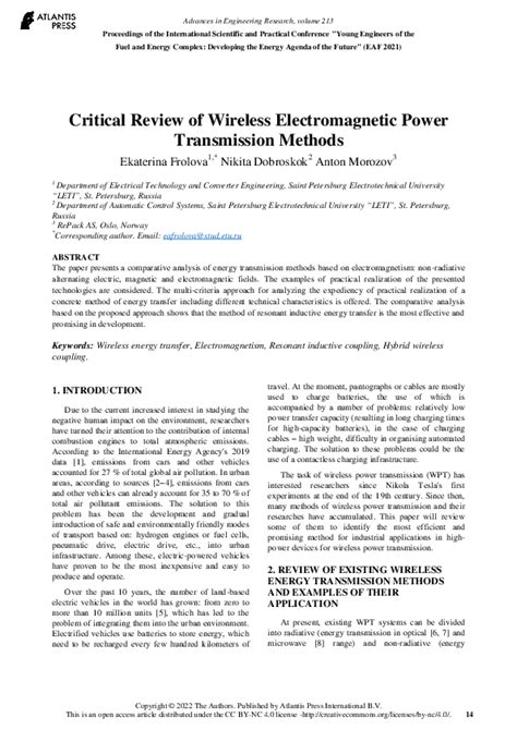 Pdf Critical Review Of Wireless Electromagnetic Power Transmission Methods