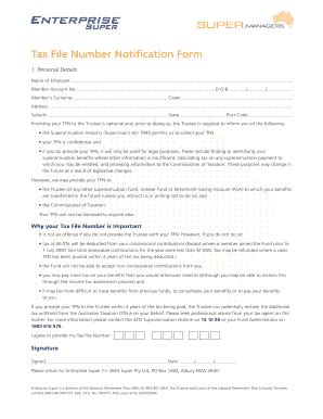 Fillable Online Tax File Number Notification Form Super Managers Fax Email Print PdfFiller
