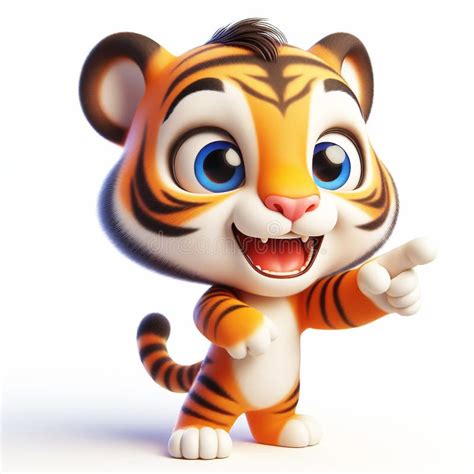 3d Funny Tiger Cartoon On White Background Stock Illustration