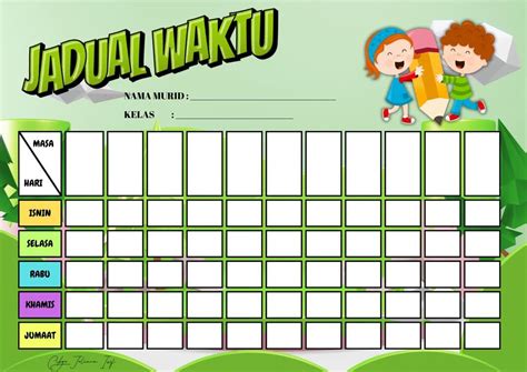 Koleksi Template Jadual Waktu Kegunaan Murid Gurubesar My