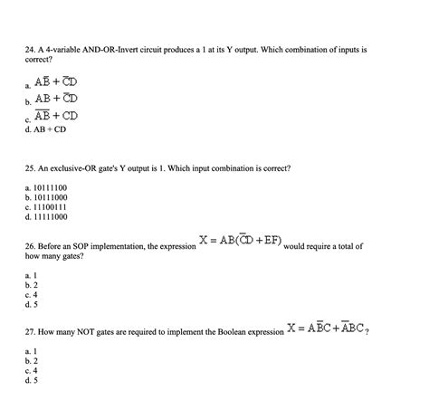 Solved 24 A 4 Variable And Or Invert Circuit Produces A 1