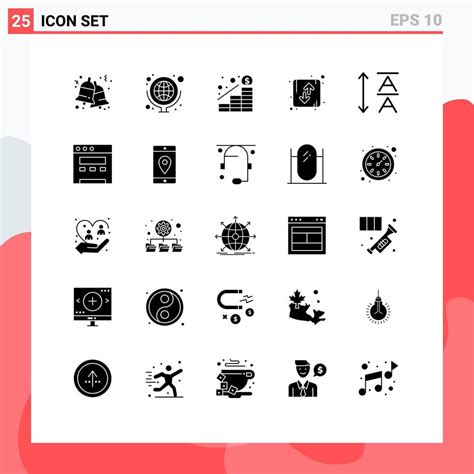 25 Solid Glyph Concept For Websites Mobile And Apps Font Orientation Growth Down Arrow Editable