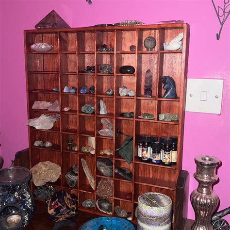 Large Wooden Trinket Display Shelf 51 Compartments Wall Hanging