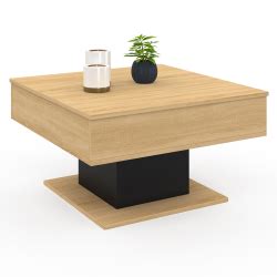 Table basse carrée bois et noir avec plateau relevable EDEN ID Market