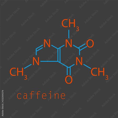 Caffeine Molecule Chemical Structure Vector Illustration Background Stock Vector Adobe Stock