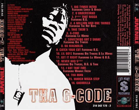 Tha G Code By Juvenile Cd 1999 Cash Money Records In New Orleans