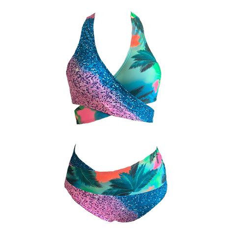 Simu Swimwear For Women 2pc Swimwear Tankini Set V Neck Sleeveless