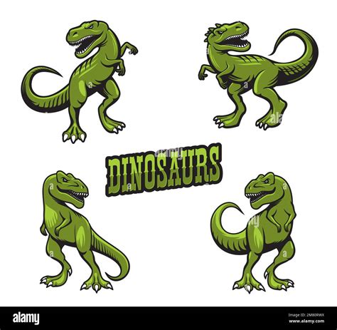 Tyrannosaur Dinosaur Mascots T Rex Monster Jurassic Raptor Sport Team