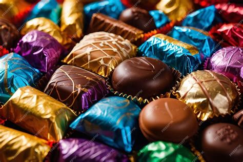 Premium Photo A Tray Of Assorted Chocolates In Vibrant Wrappers
