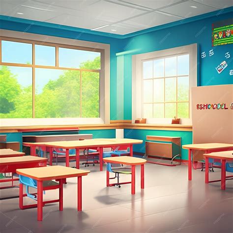 Premium Ai Image School Bright Classroom Background