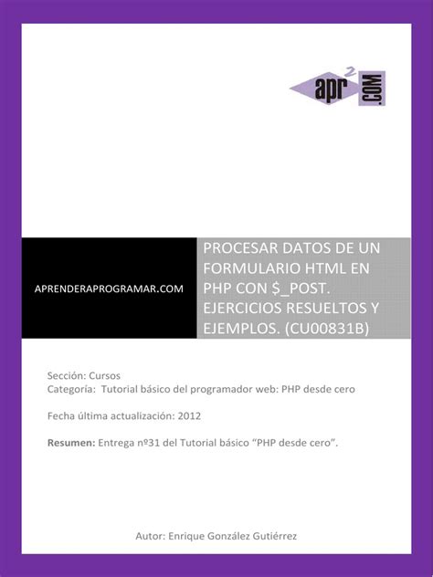 Pdf Html Php Post Ejercicios Ejemplos Dokumentips