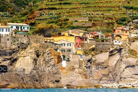 Manarola 라스페치아 리구리아 이탈리아의 지방에 있는 작은 마 산에 주택 친퀘테레 유네스코 세계 문화 유산의 땅 중