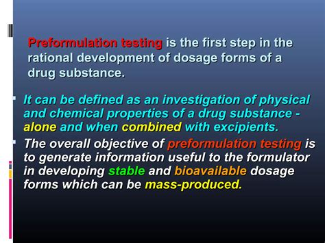 Preformulation Testing Of Solid Dosage Forms Ppt Chemistry Science Preformulation Testing Of Solid Dosage Forms Ppt Chemistry Science