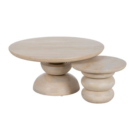 Table Basse Blanc Bois De Manguier Batel 90x90x40cm Ixia 609720