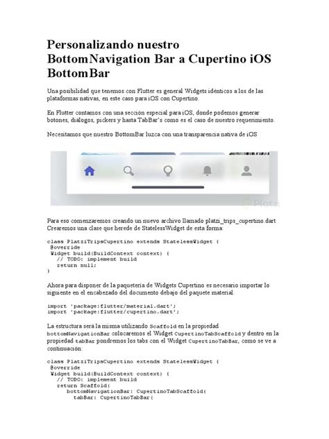 Personalizando Nuestro Bottomnavigation Bar A Cupertino Ios Bottomba1 Pdf Interfaces