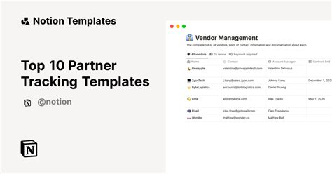 Top 10 Partner Tracking Templates Notion Template Marketplace