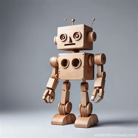 Wooden Robot In Gray Gradient Background Stable Diffusion Online Wooden Robot In Gray Gradient Background Stable Diffusion Online