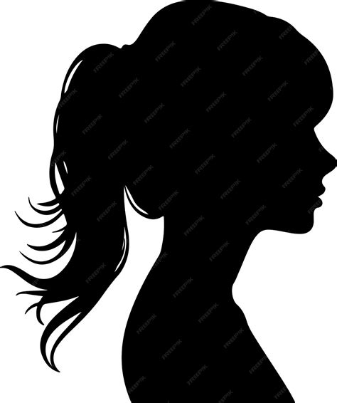 Female Head Silhouette Vector Illustration White Background Premium