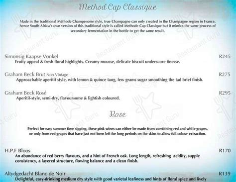 Menu At Montego Bay Restaurant Johannesburg Maude Street