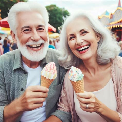 Premium Photo Old Couple Eating Ice Cream