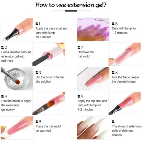 Nail Nagel Gel Färg Set Nagelkit Polygel Kit Med Uv Lampa Design Svart