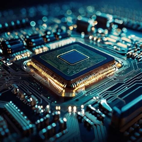 Advanced Technology Concept Visualization Circuit Board Cpu Processor Microchip Premium Ai