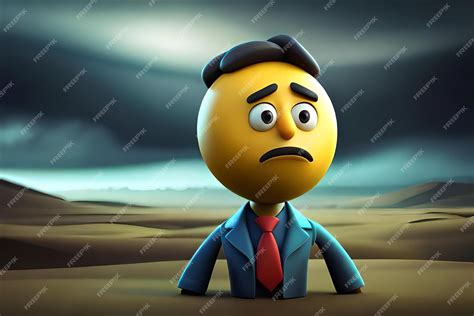 Concept Demoji De Personnage Triste Dans Un Fond Sombre Style Dessin