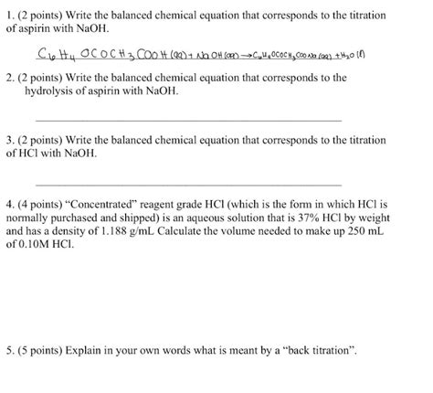 Solved Points Write The Balanced Chemical Equation Chegg