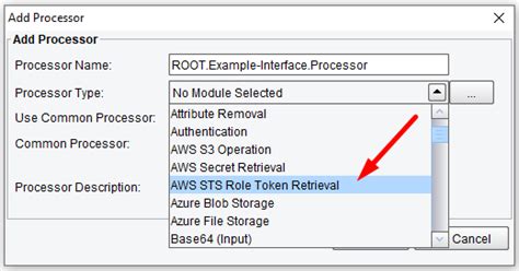 AWS STS Role Token Retrieval Processor PilotFish Middleware