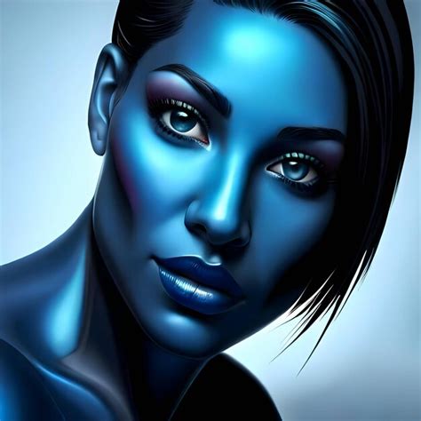 Premium Photo Blue Skinned Women Generated By Ai