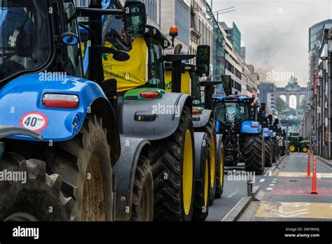 Demonstration Of The Farmers The Tractors Are Blocking Streets