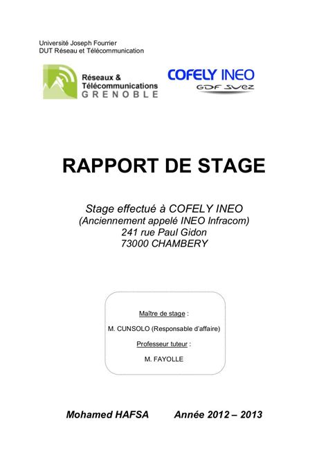 Rapport De Stage Exemple Pdf