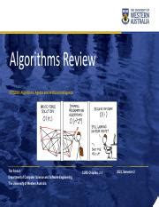 01Review2022 Pdf Algorithms Review CITS3001 Algorithms Agents And