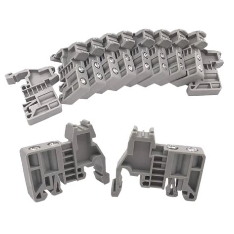 E Uk Din Rail Terminal Blocks End Stopper Bracket Grey Terminal Block Connector Pack Of
