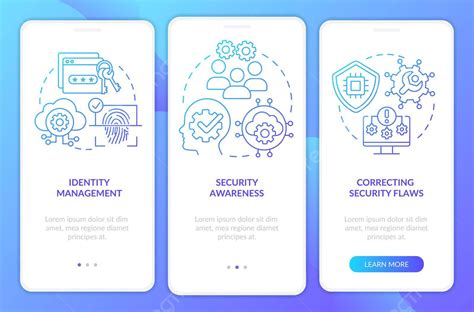 Onboarding Mobile App Screen With Blue Gradient Theme For Managing Cybersecurity Risks Vector