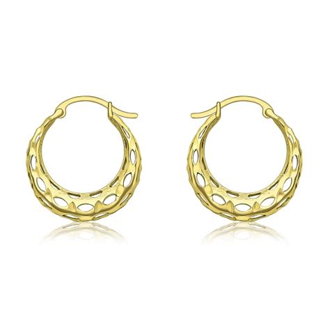 9k Yellow Gold 19mm Diamond Cut Round Creole Earrings 7190105 Tjc