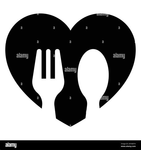 Fork Spoon And Heart Vector Icon Food Restaurant Sign Love Food