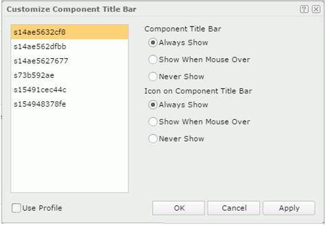Customize Component Title Bar Dialog Box Properties Logi Analytics