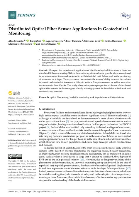 Pdf Distributed Optical Fiber Sensor Applications In Geotechnical Monitoring