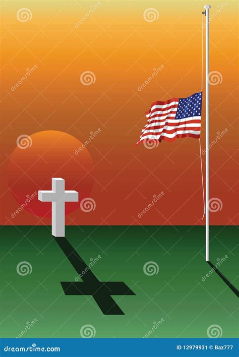 Grave Soldier Helmet And Gun Instead Of Cross Badge Army War Cartoon